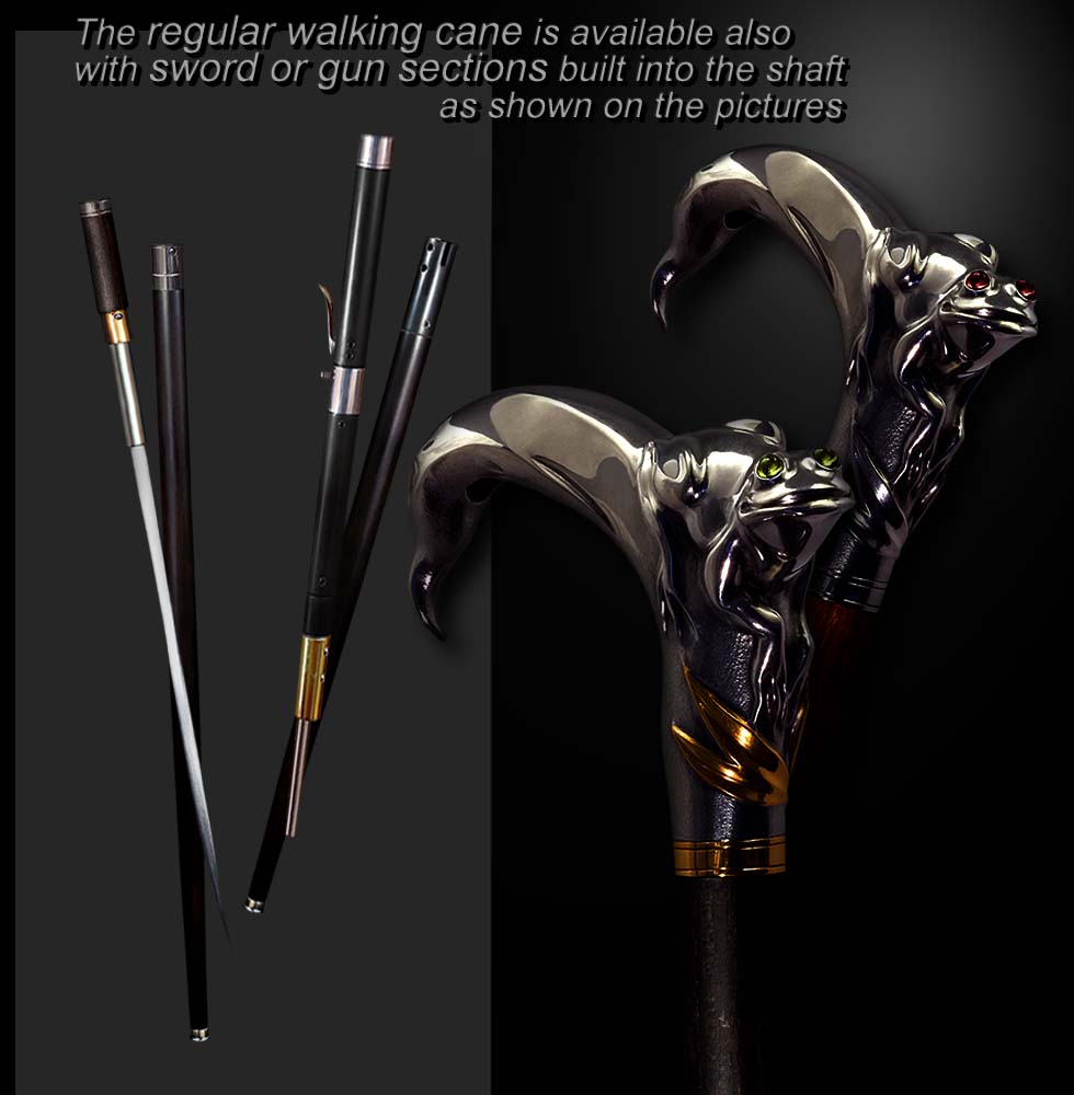 Custom made walking canes / walking sticks. Frog. Handmade in USA